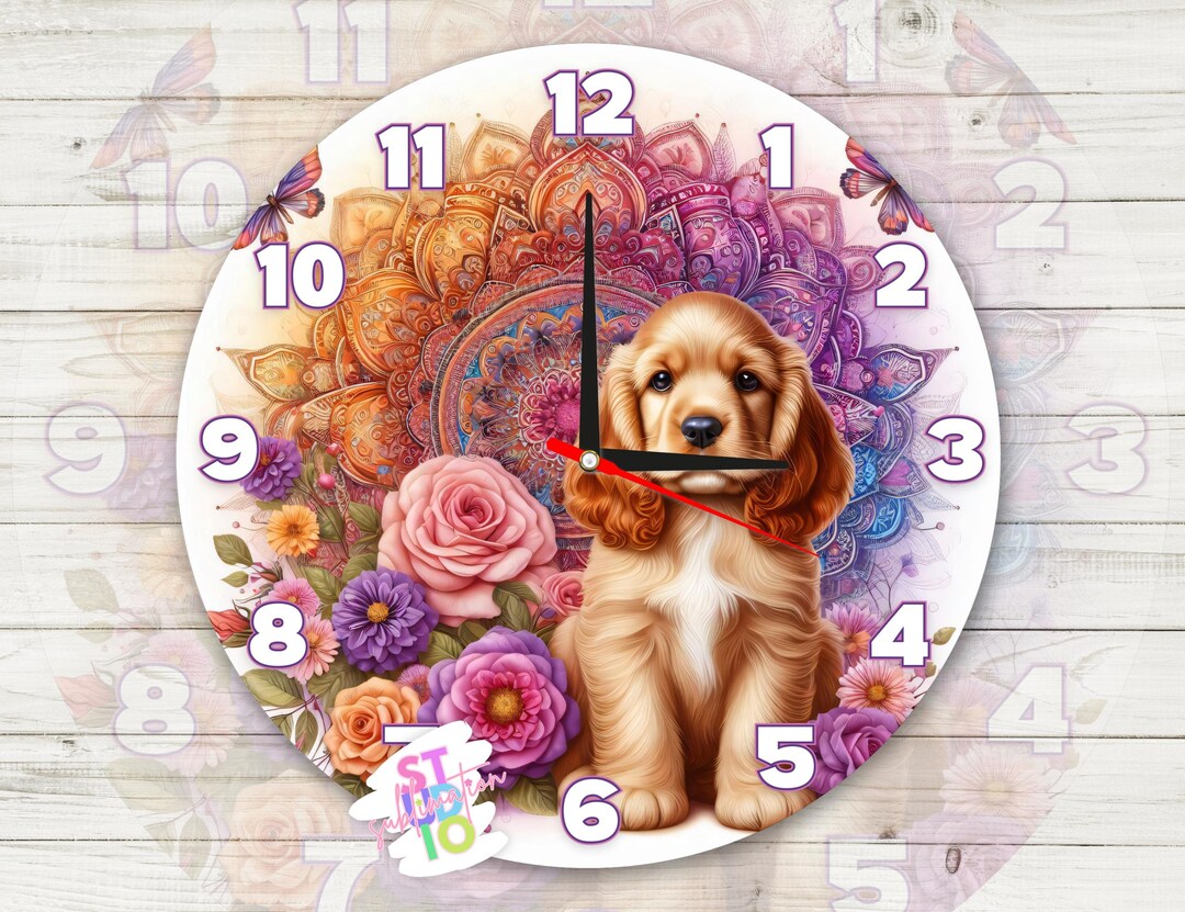 Cocker Spaniel Dog Clock PNG Digital Download Sublimation Design PNG ...