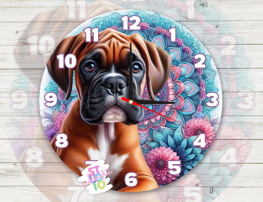 Boxer Dog Clock PNG Digital Download Sublimation Design PNG Gift for ...