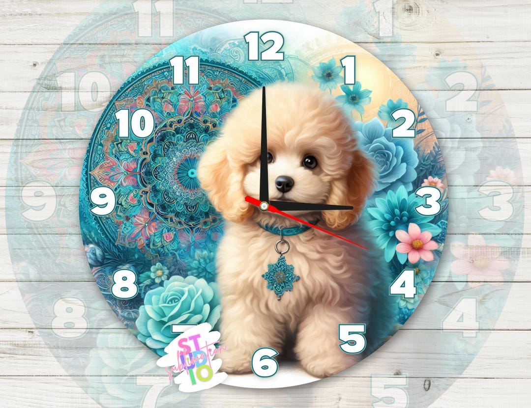 Poodle Dog Clock PNG Digital Download Sublimation Design PNG Gift for ...