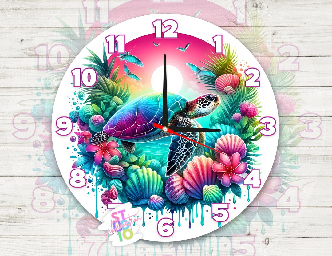 Turtle Clock PNG Digital Download Sublimation Design PNG Gift for Moms ...