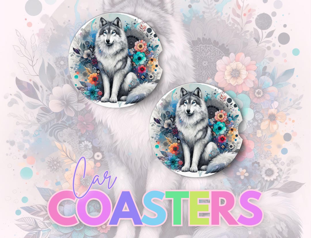 Wolf Car Coaster PNG Digital Download Sublimation Design PNG Gift for ...