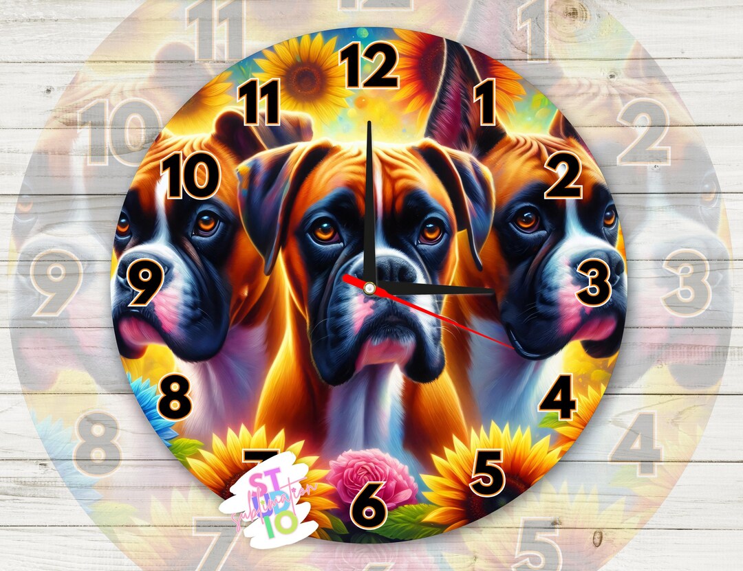 Boxer Dog Clock PNG Digital Download Sublimation Design PNG Animal ...