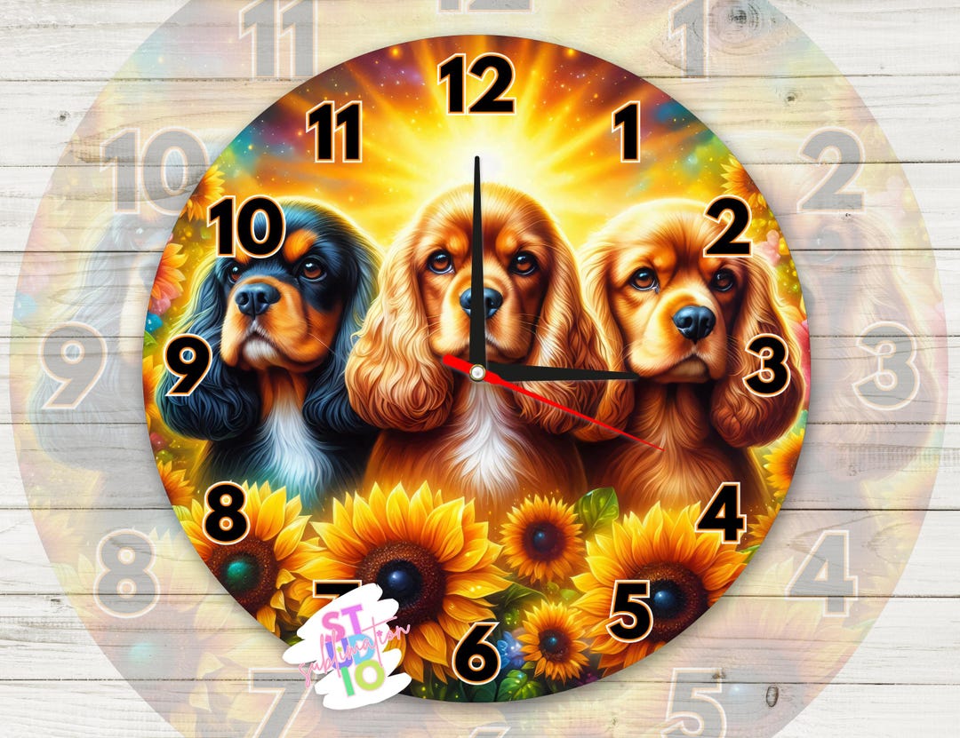 Cocker Spaniel Dog Clock PNG Digital Download Sublimation Design PNG ...