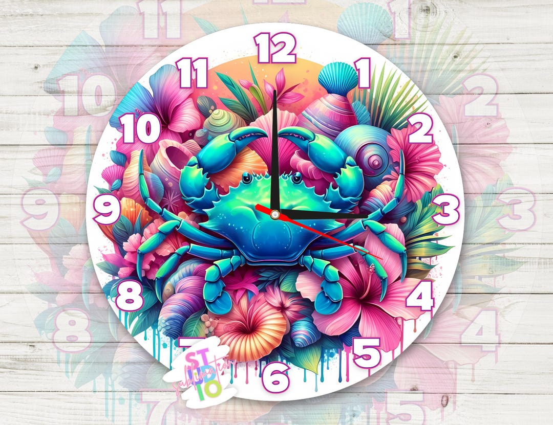 Crab Clock PNG Digital Download Sublimation Design PNG Gift for Moms ...
