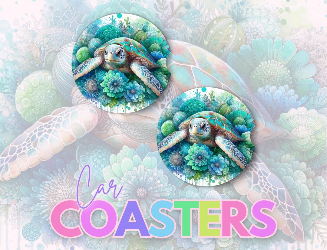Turtle Car Coaster PNG Digital Download Sublimation Design PNG Gift for ...
