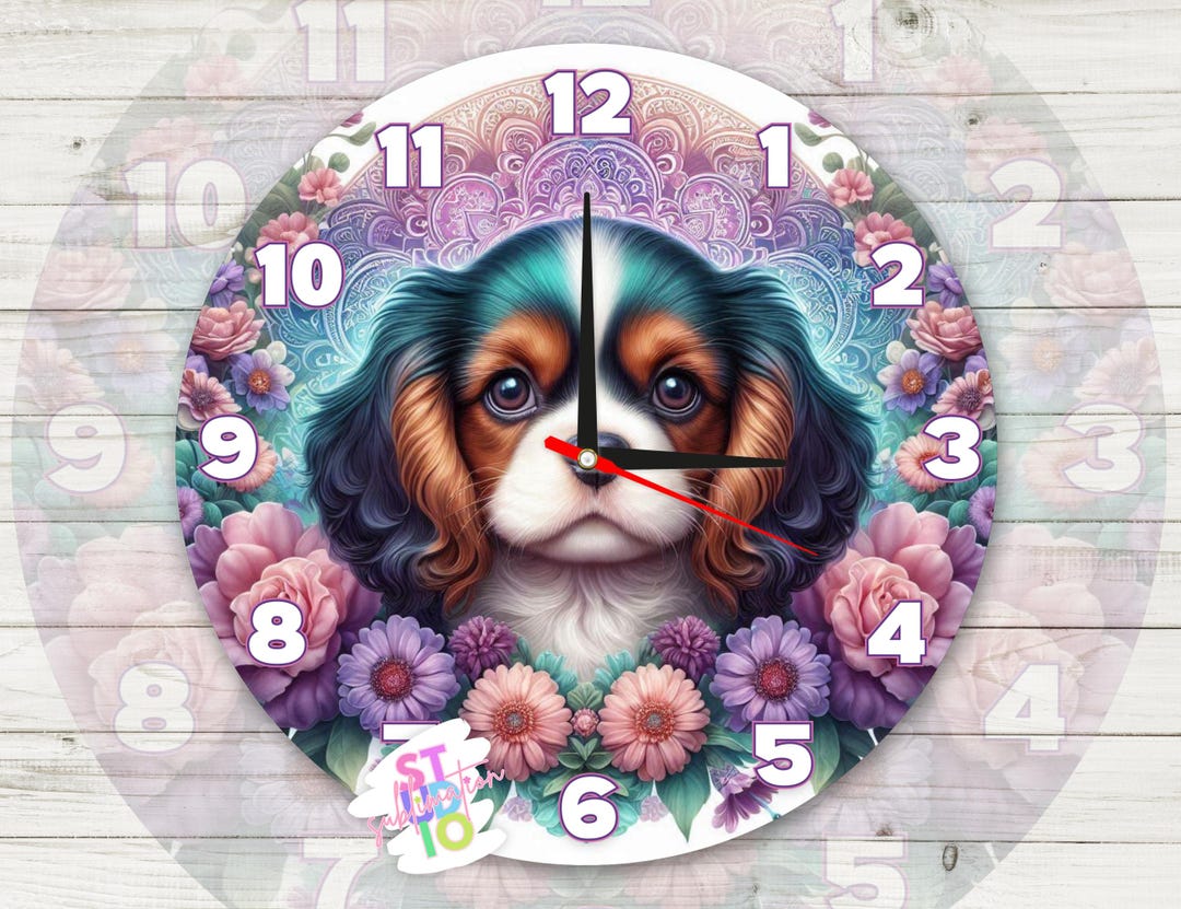 Cavalier Dog Clock PNG Digital Download Sublimation Design PNG Gift for ...
