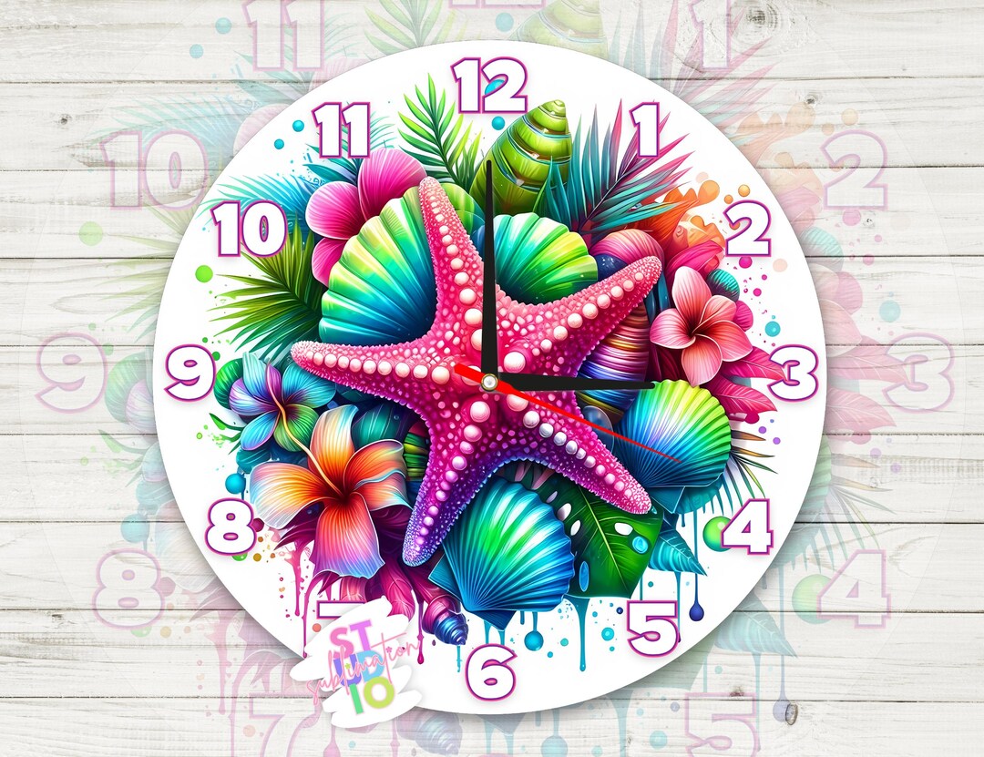 Starfish Clock PNG Digital Download Sublimation Design PNG Gift for ...