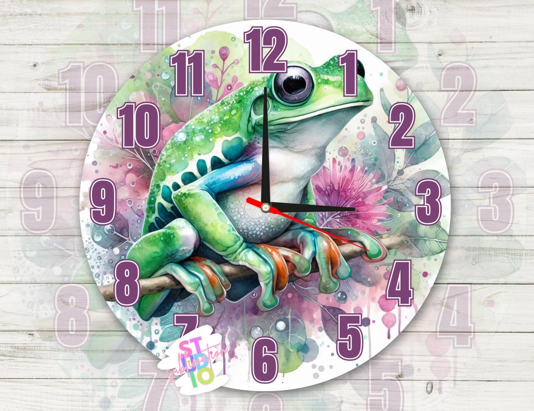 Frog Clock Digital Download Sublimation Design PNG Animal Lovers Gift ...