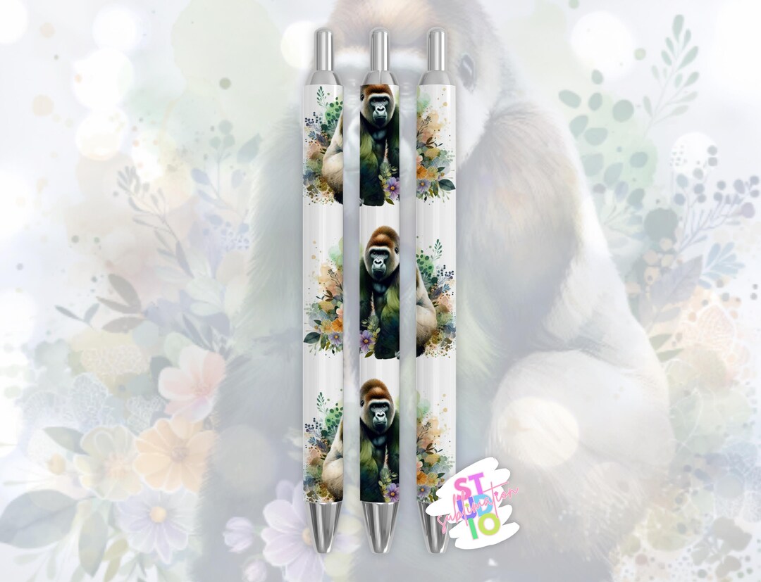 Gorilla Sublimation Pen Wrap Bookmark Digital Download PNG Animal ...