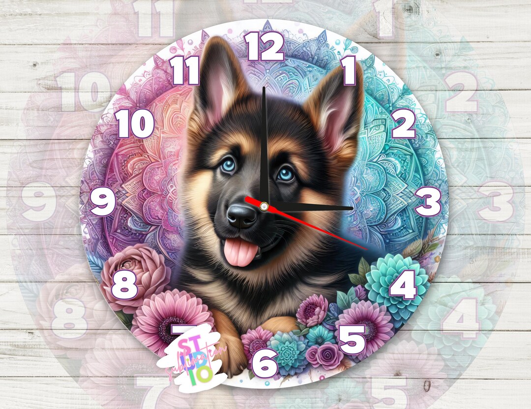 German Shepherd Dog Clock PNG Digital Download Sublimation Design PNG ...