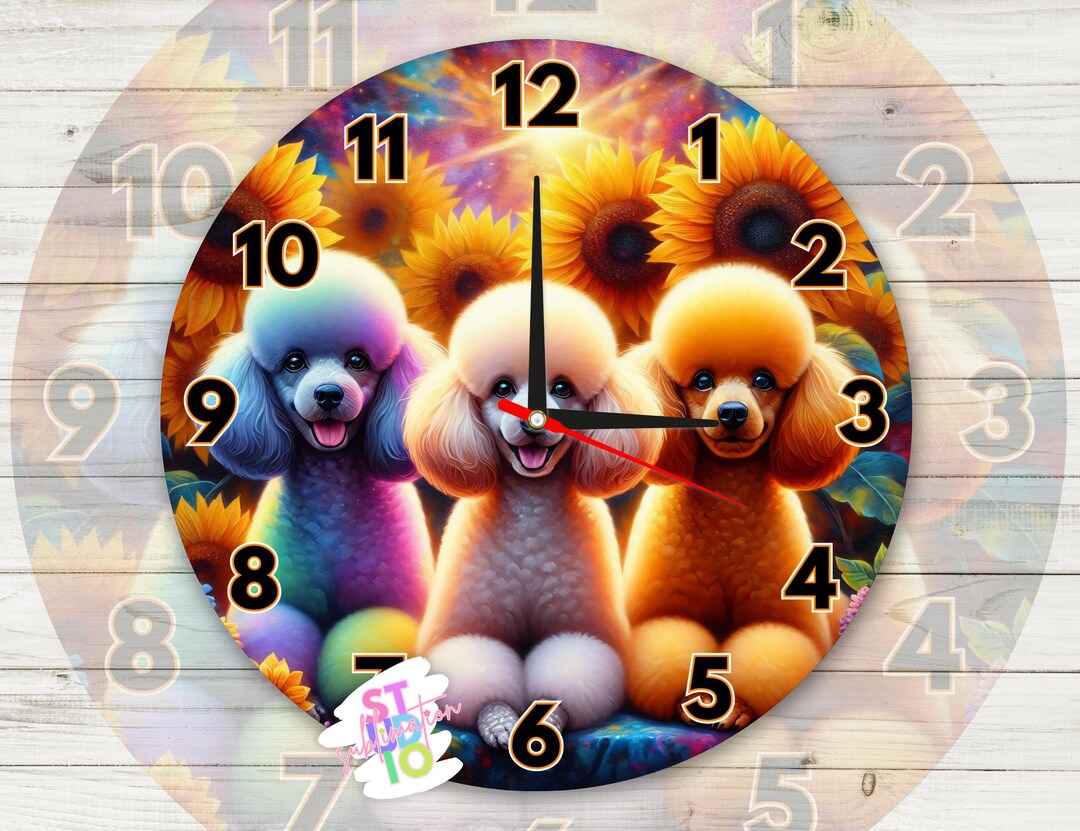 Poodle Dog Clock PNG Digital Download Sublimation Design PNG Animal ...