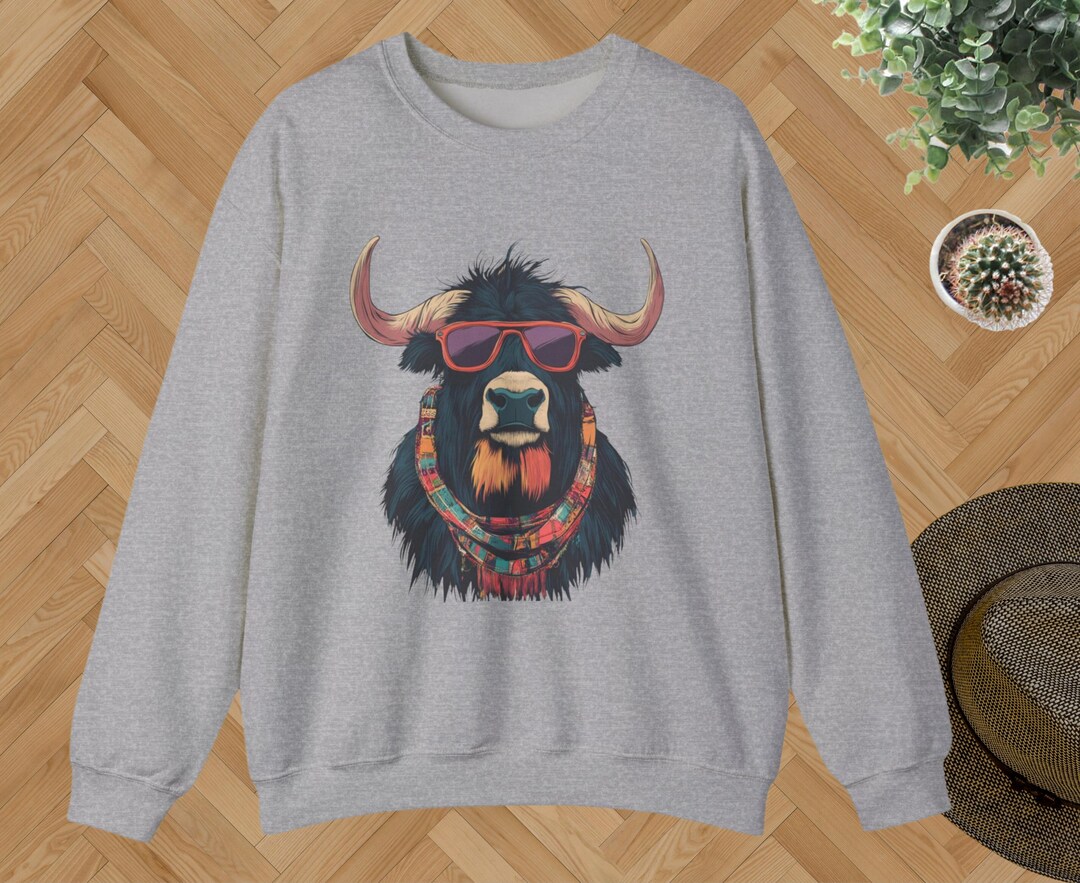 Yak Sweatshirt, Yak Crewneck, Animal Sweatshirt, Unisex Shirt, Gift for ...