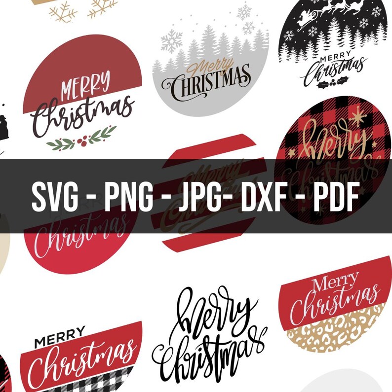 25 Christmas Round Signs SVG PNG Bundle, Ornament Printable Christmas ...