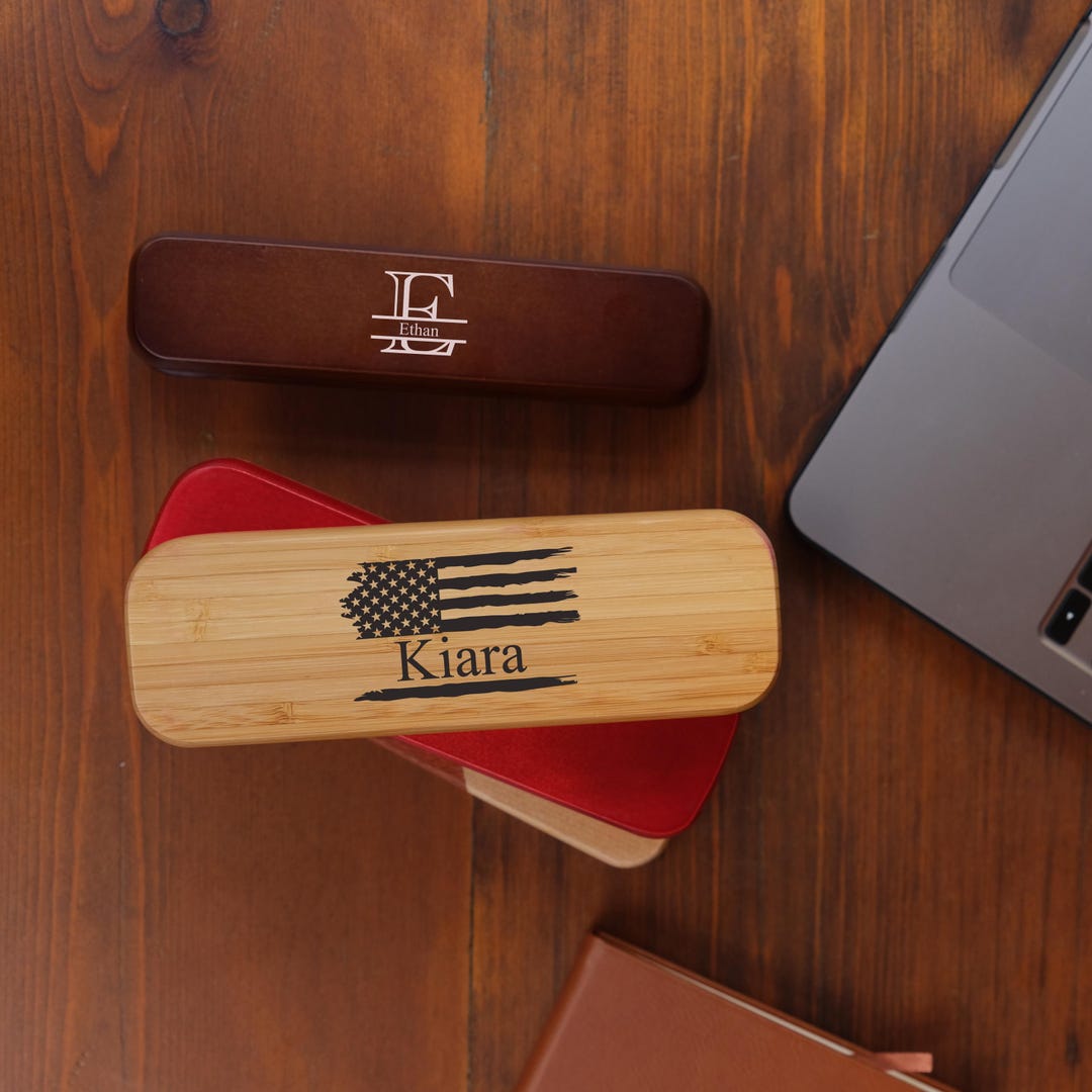 Wood Pen Set, Monogrammed Pen Set, Engraved Pen Case, Personalized Pen ...