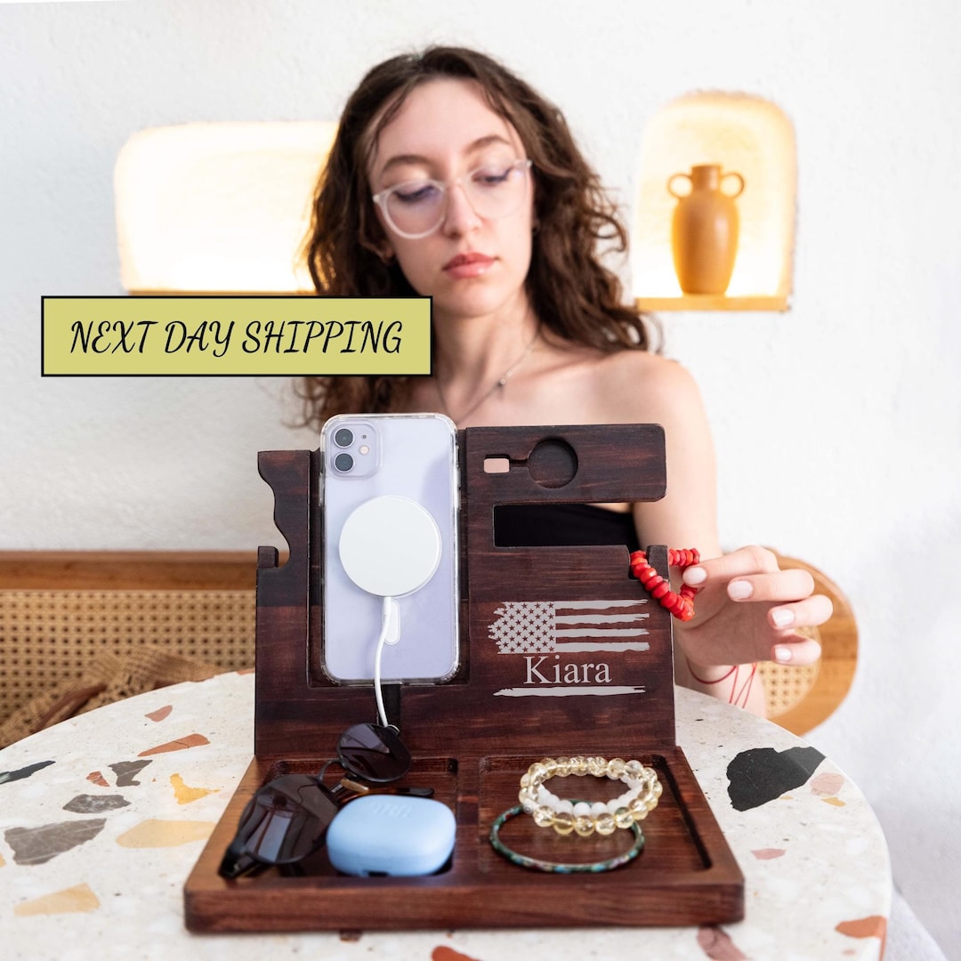 Custom Docking Station for Men, Wooden Docking Station, Gift for Men ...