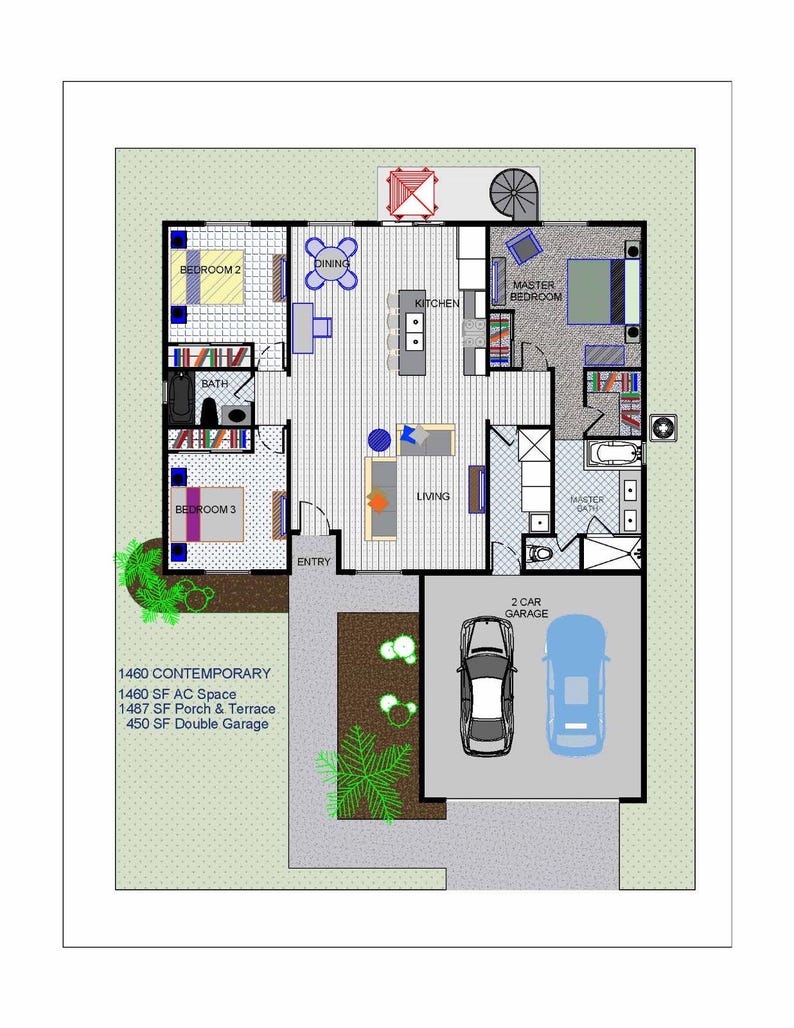 4 Bedroom 2 Bathroom Modern Architectural Plans 1670 SF - Etsy