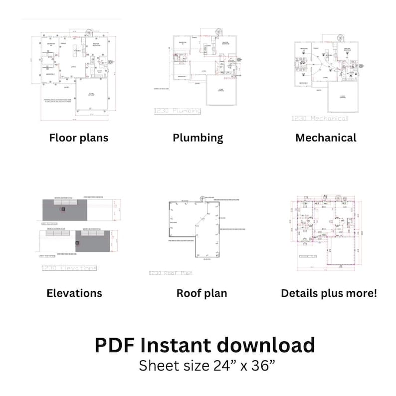 4 Bedroom 2 Bathroom 1670 SF Traditional Architectural Plans - Etsy
