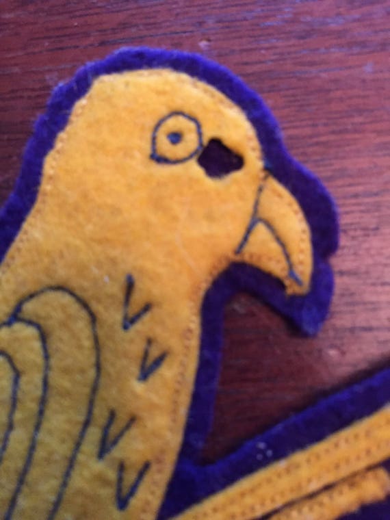 Purple and Gold Patch with Bird - Gem