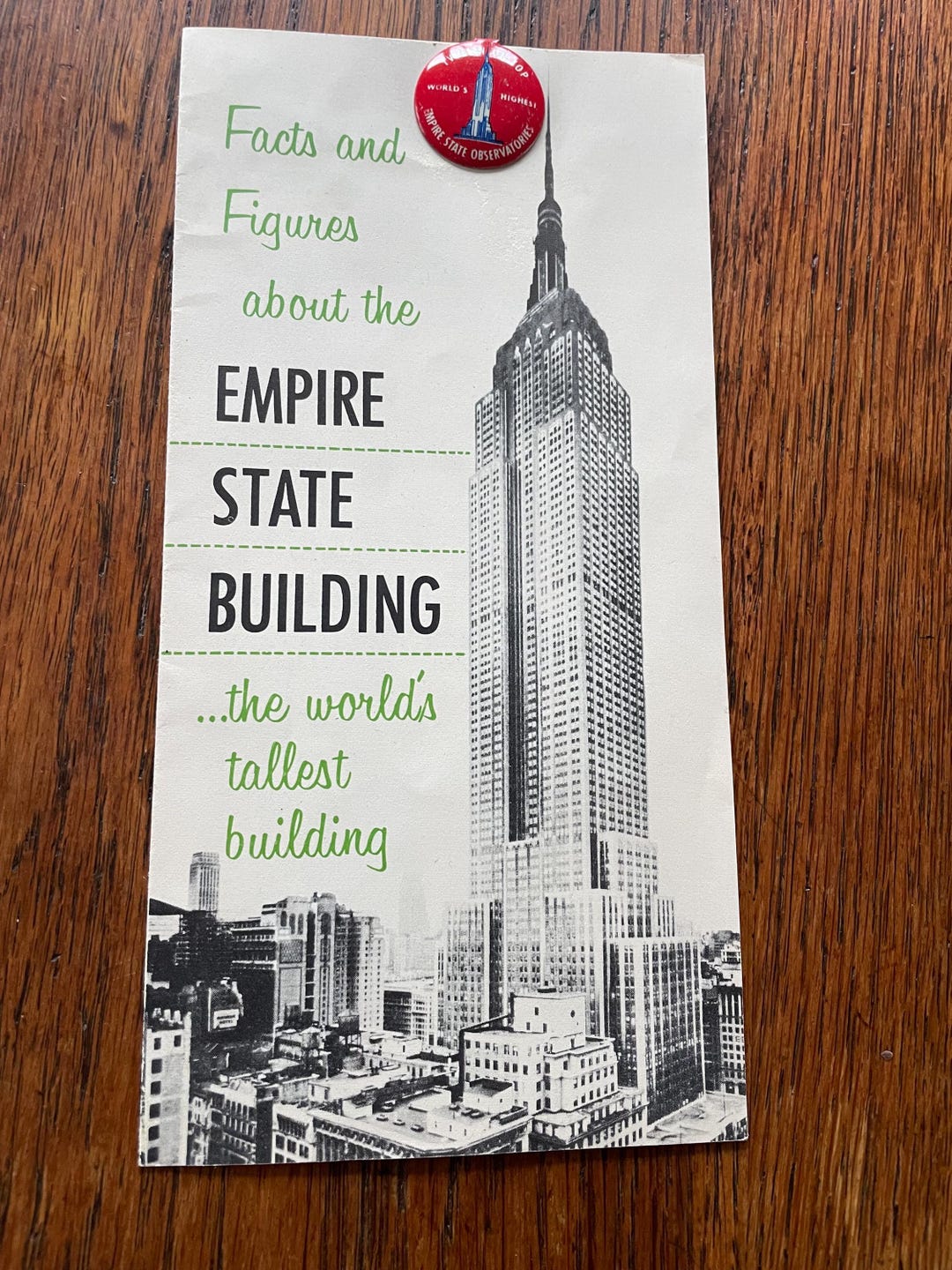 1950s Pamphlet and Button for the Empire State Building - Etsy