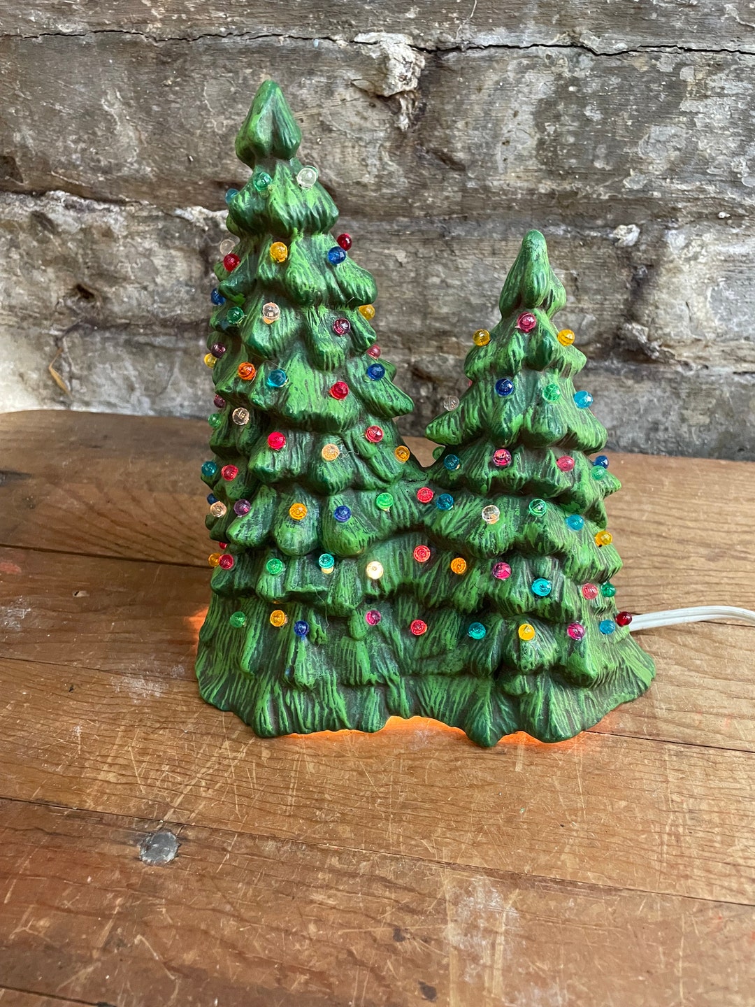 Vintage Ceramic Mini Double Christmas Tree Light - Etsy