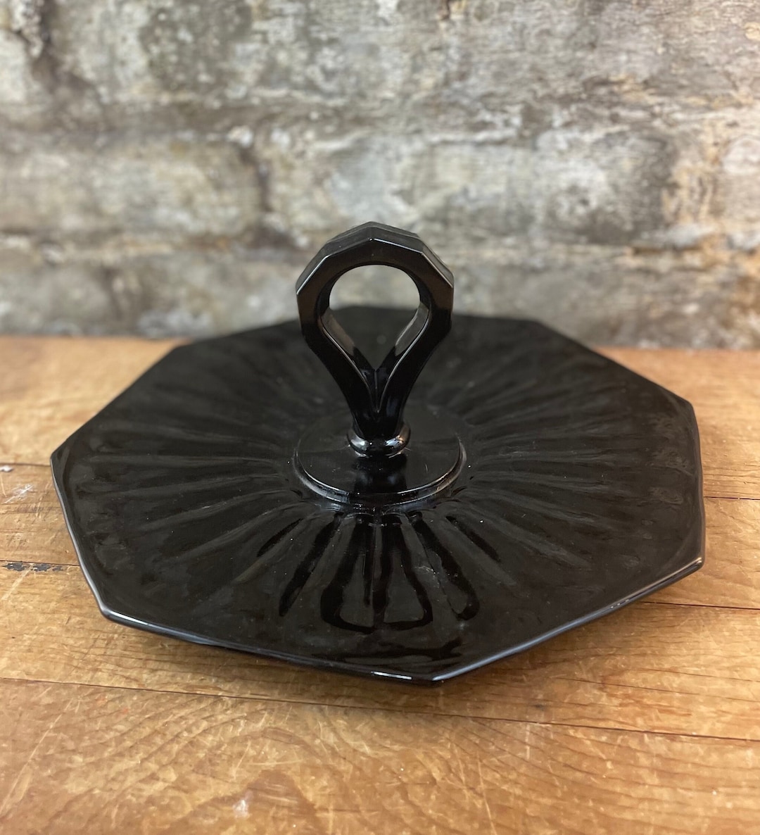 Black Glass Octagon Cookie Dessert Sandwich Tray - Etsy