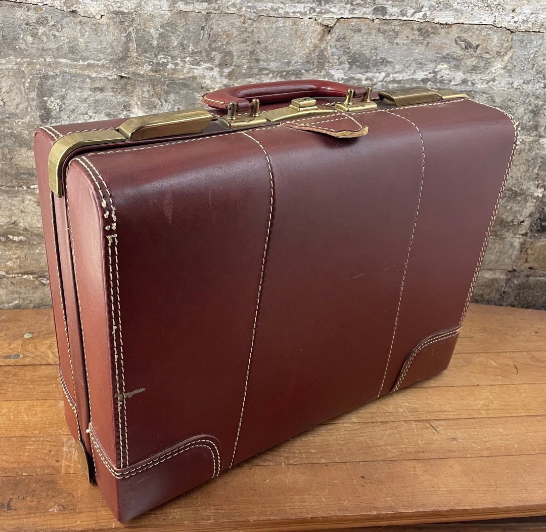 Vintage Leather Valise Brief Case - Etsy