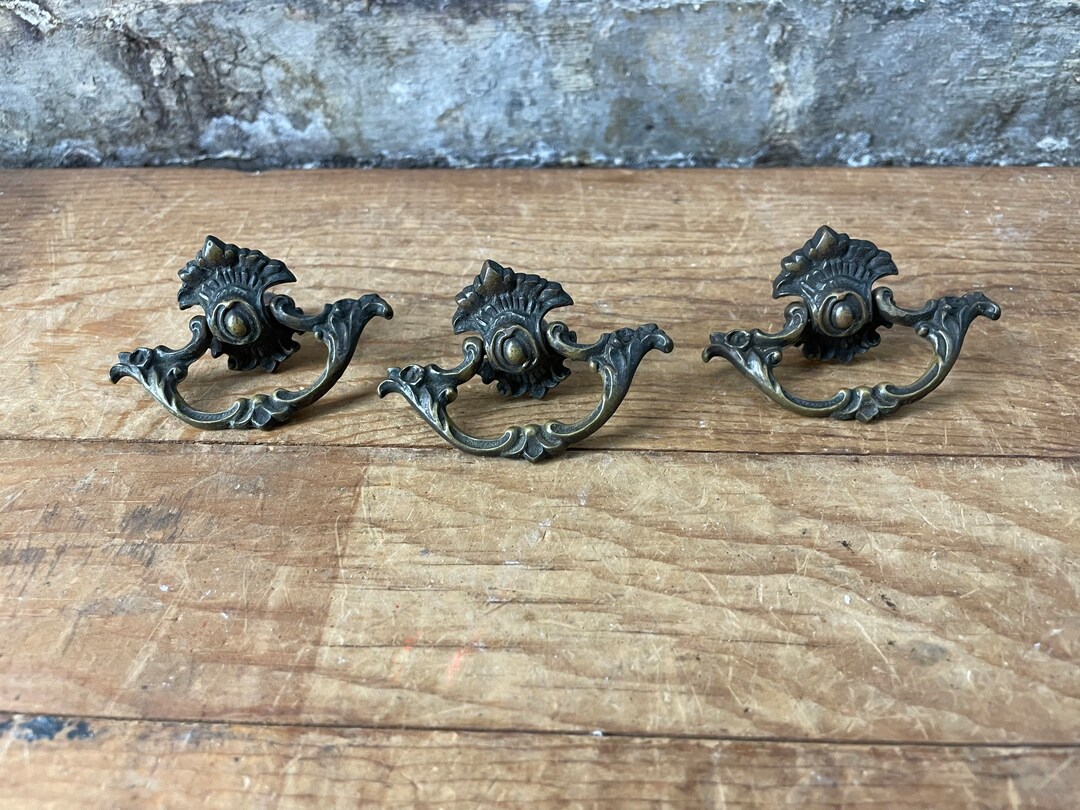 Set of Three Brass Drawer Pull Handles - Etsy