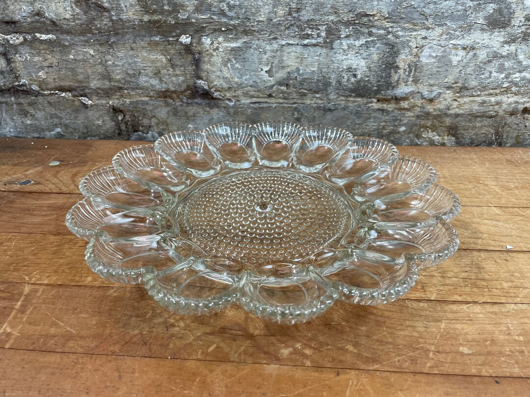 Clear Hobnail Glass Deviled Egg Platter - Etsy