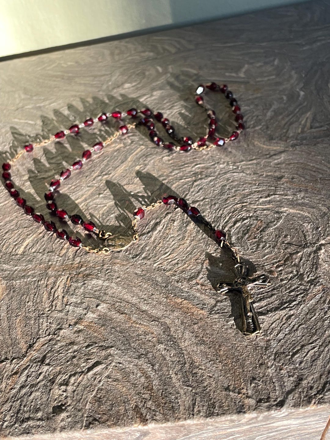 Ruby Red Glass Rosary - Etsy