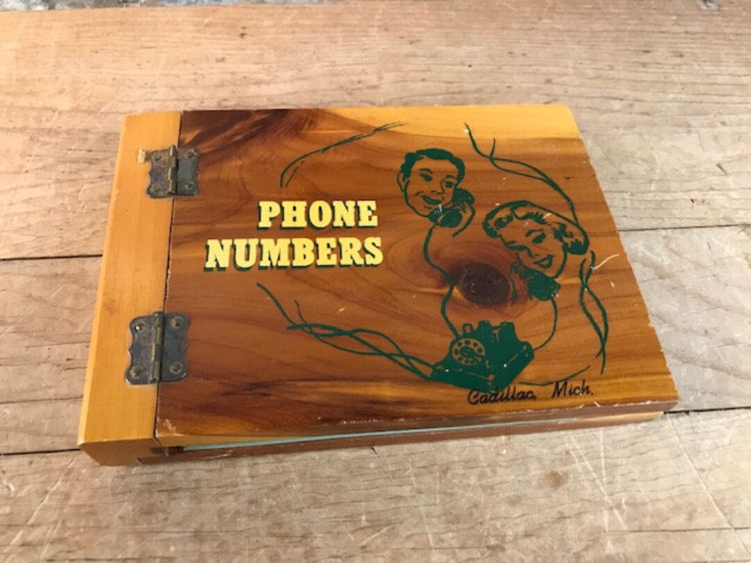 Vintage 1950s/60s Wooden Souvenir Phone Number Book From Cadillac MI - Etsy