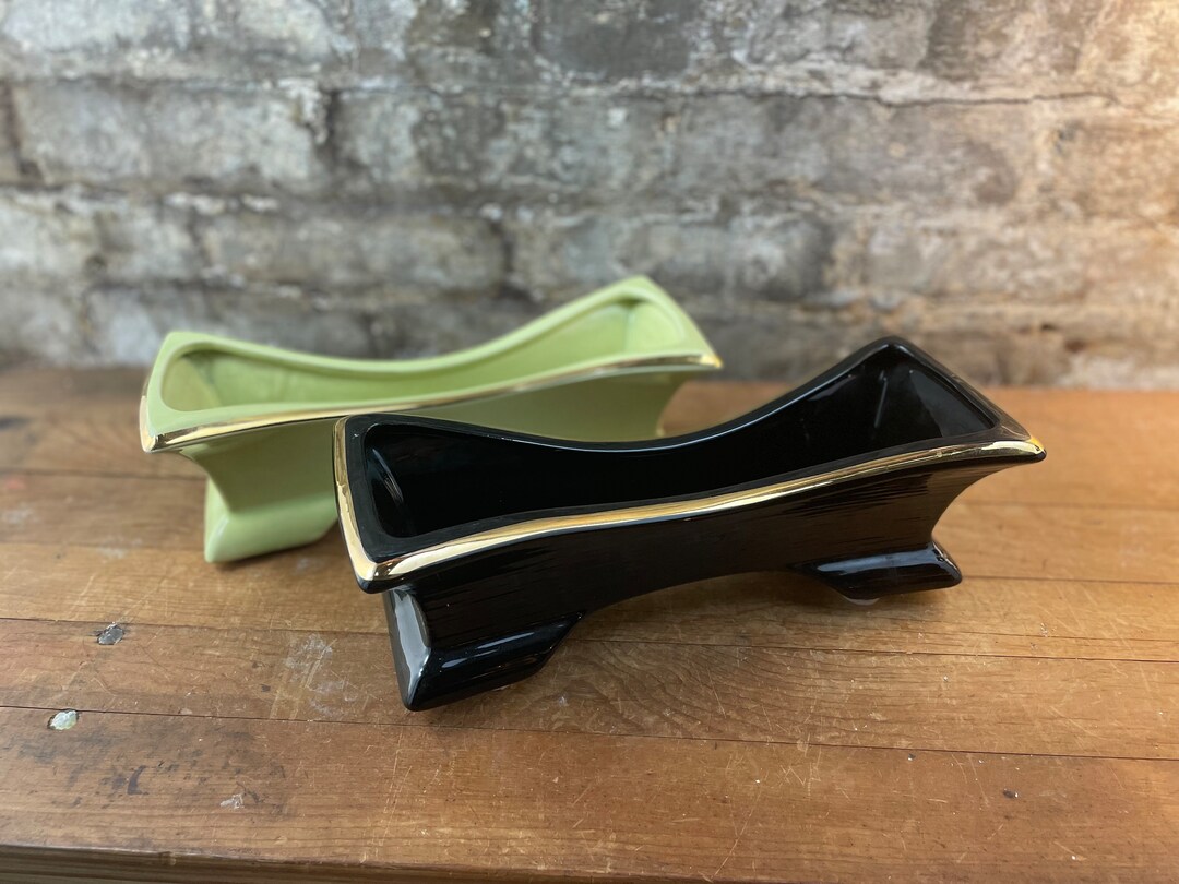 Pair of MCM Planters One Chartreuse One Black - Etsy