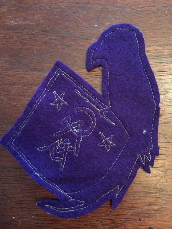 Purple and Gold Patch with Bird - Gem