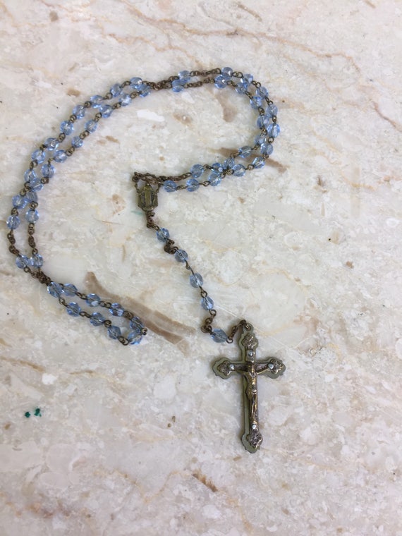Blue Glass Rosary - Gem