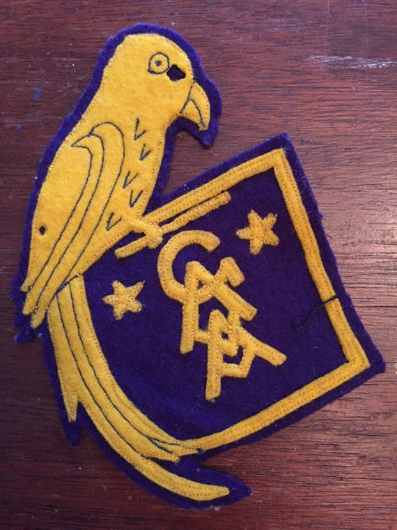 Purple and Gold Patch with Bird - Gem