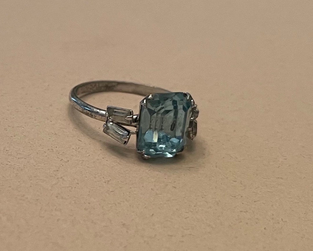 Size 7 Uncas Aqua and Sterling Silver Ring - Etsy