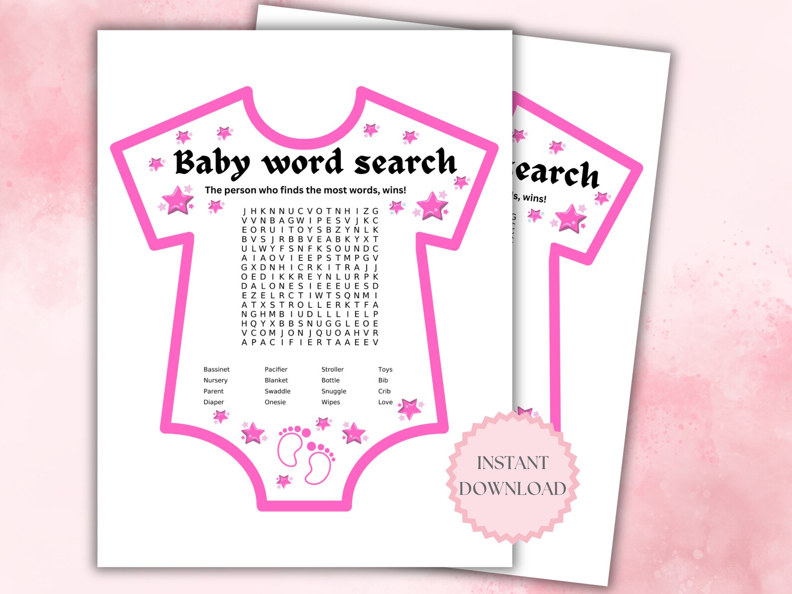 Baby Word Search, Baby Shower Games, Blue Word Search,printable Baby ...