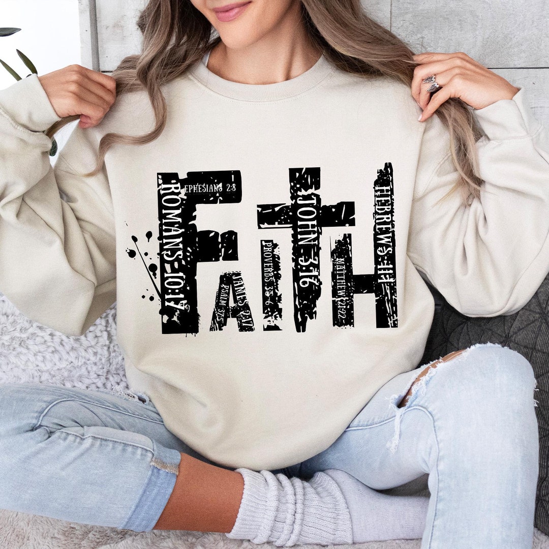 Christian Sweatshirt, Retro Faith Sweater, Scripture Sweat, Bible Verse ...