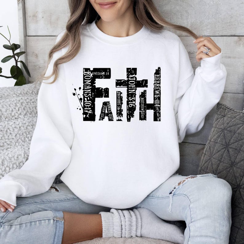 Christian Sweatshirt, Retro Faith Sweater, Scripture Sweat, Bible Verse ...