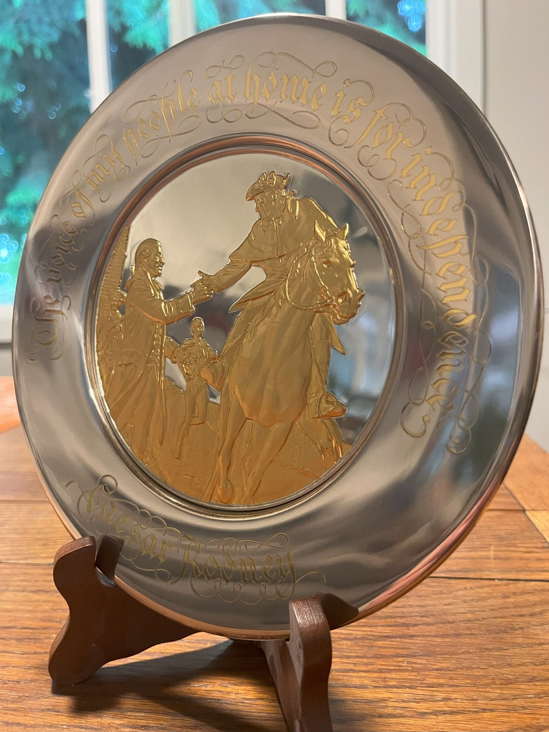 Franklin Mint “caesar Rodney” 1975 Bicentennial Sterling Silver and 24k ...