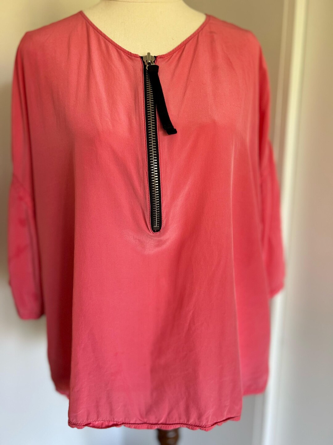Marni Blouse in Watermelon Silk With Black Zip - Etsy