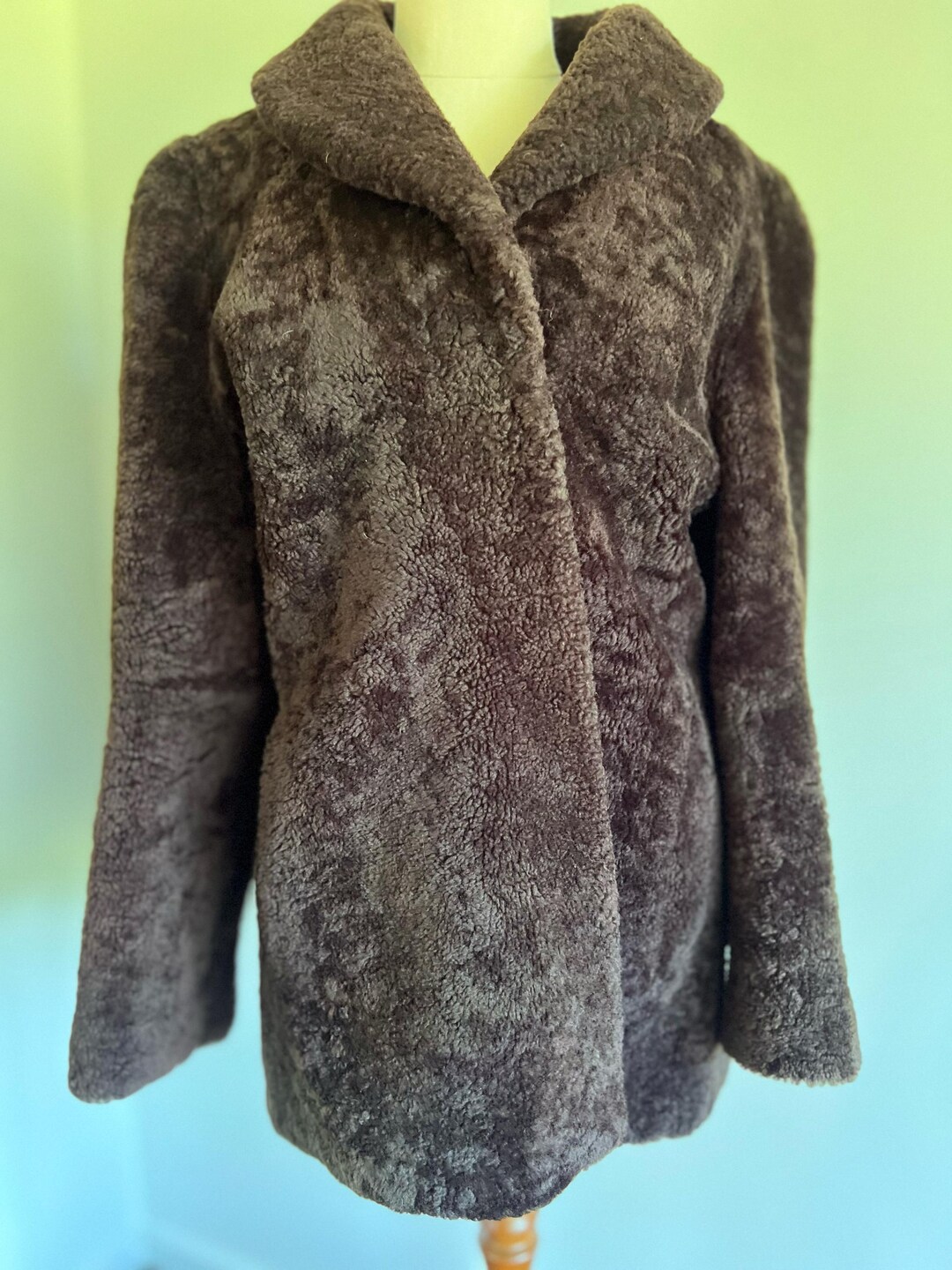 Rich Brown Mouton Sheepskin Fur Coat With Satin Lining From Solmar in ...