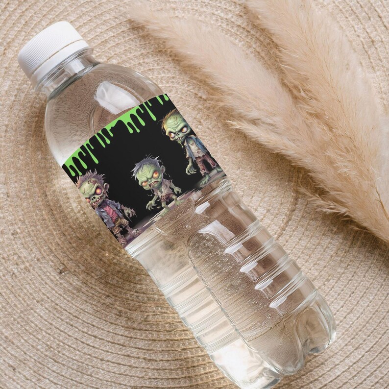 Zombie Birthday Water Bottle Labels: Editable Canva Template (digital ...