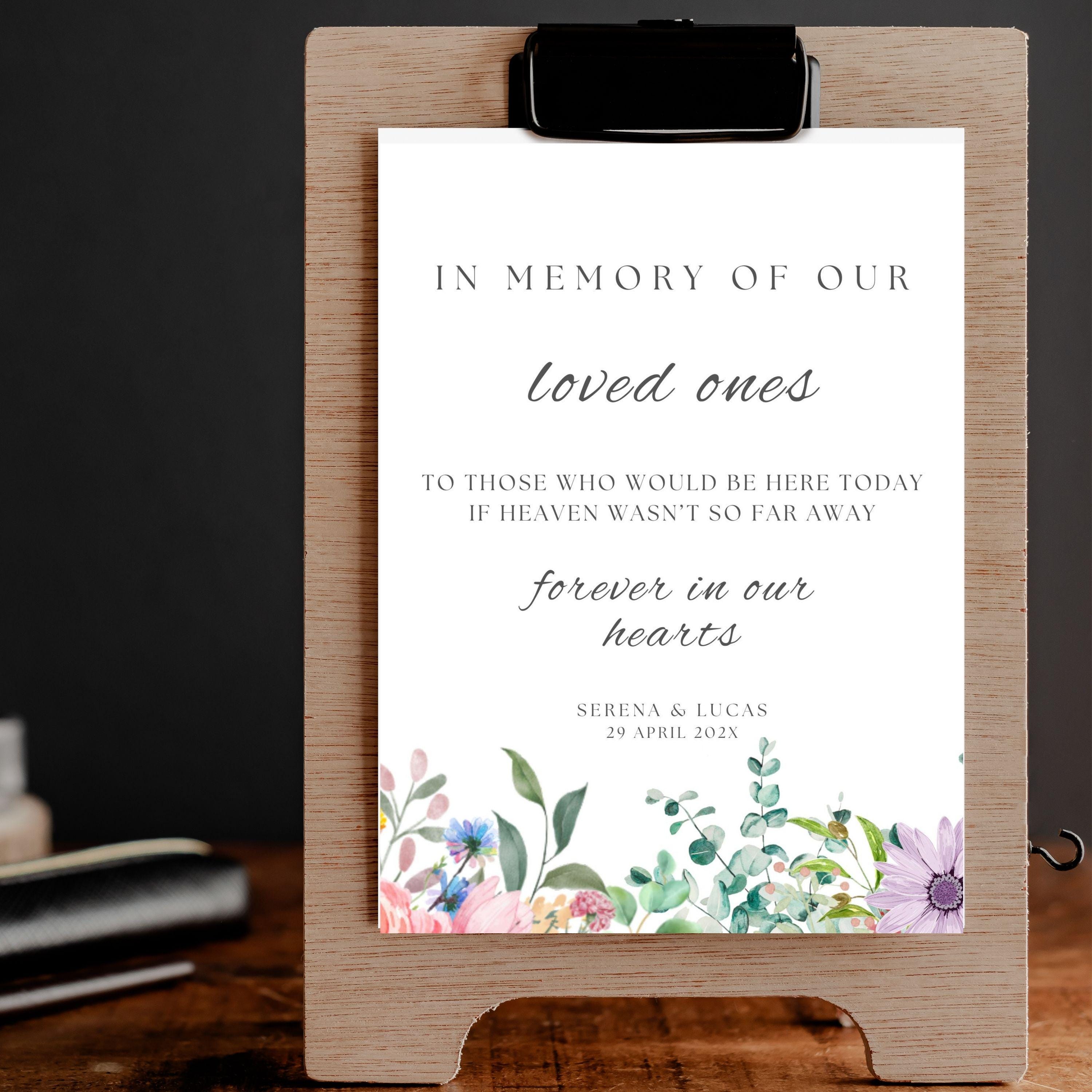 Floral in Loving Memory Sign: Cottage Garden Wedding (canva Template ...