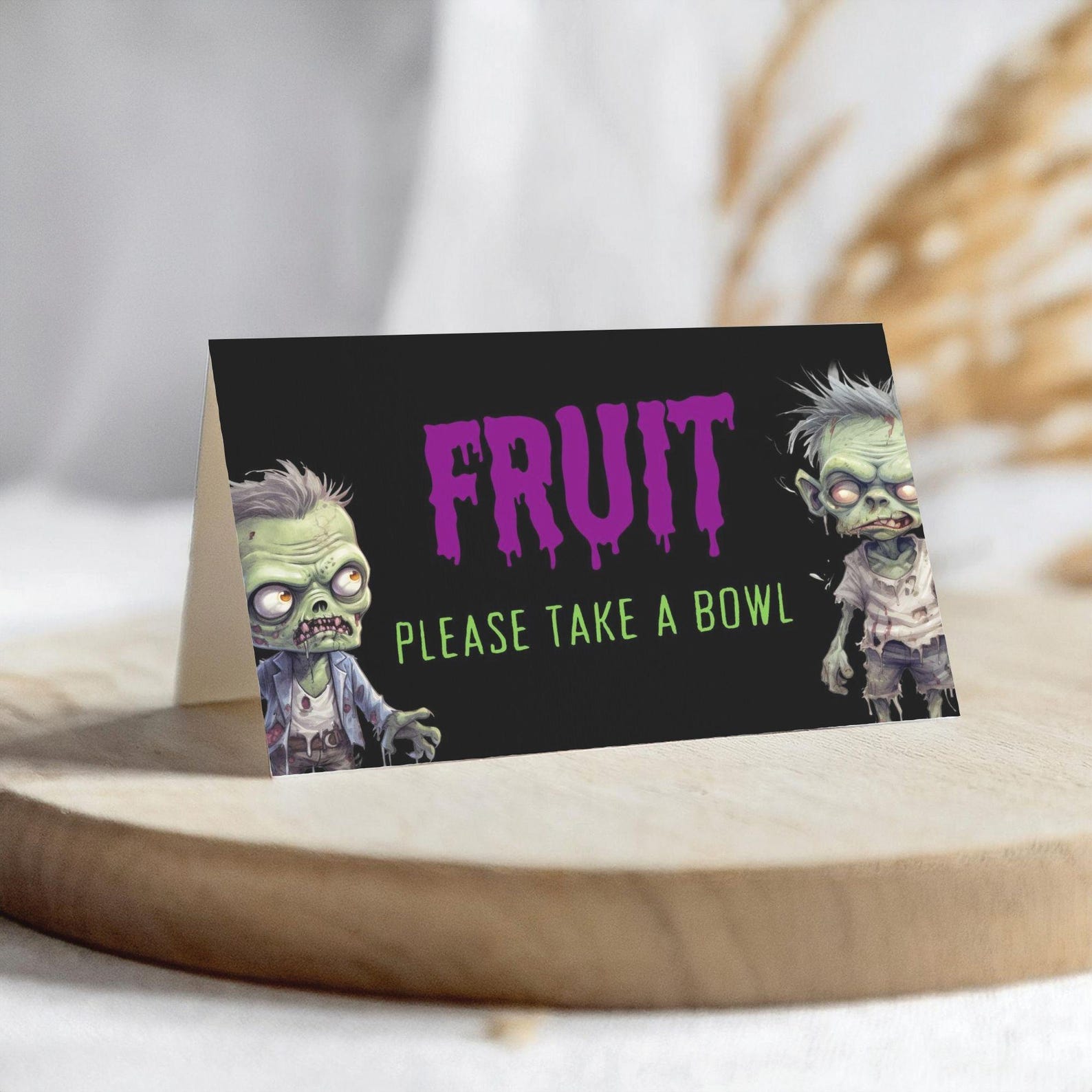 Zombie Food Labels: Editable Halloween Birthday Party Table Cards ...