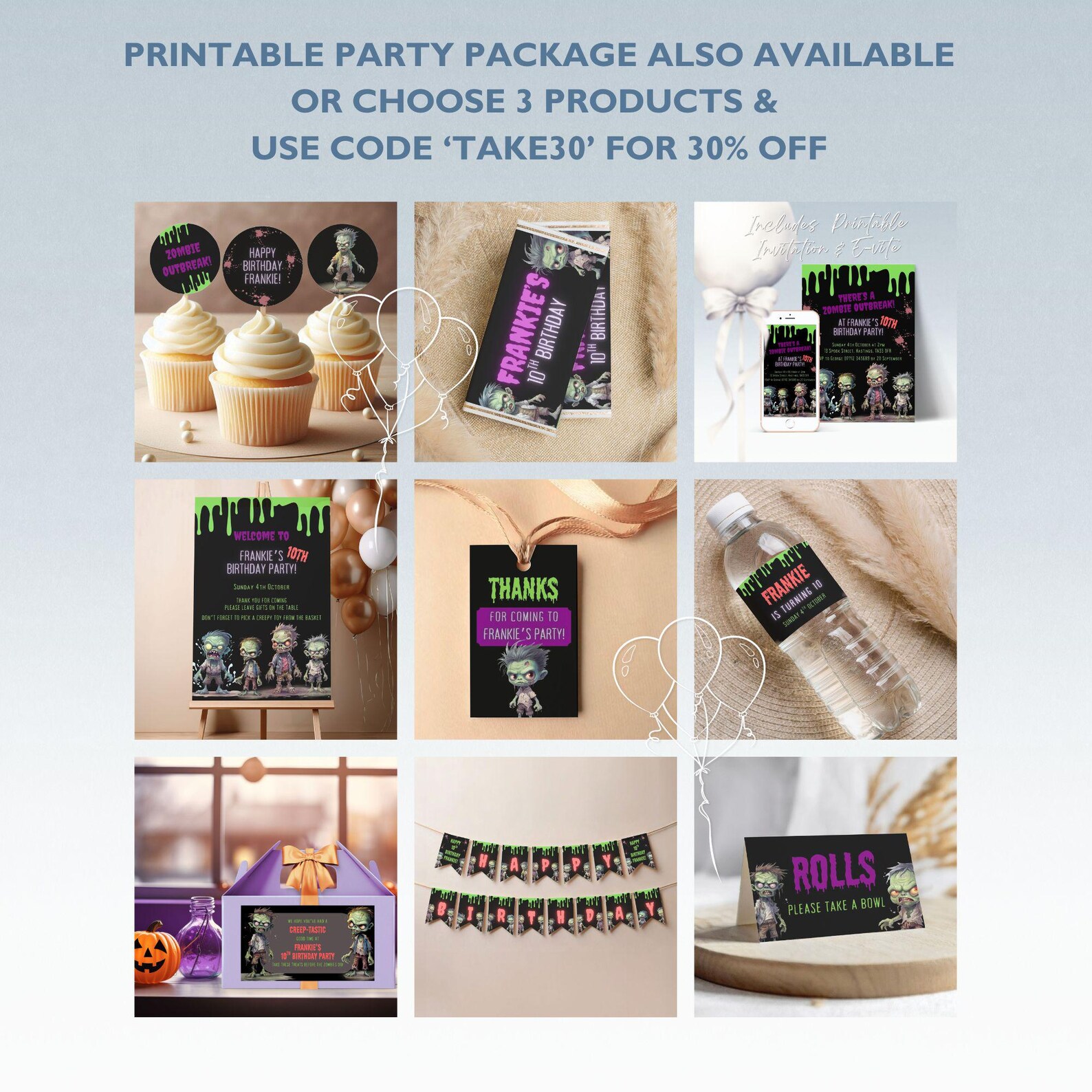 Zombie Birthday Party Welcome Sign: Editable Canva Template (digital ...