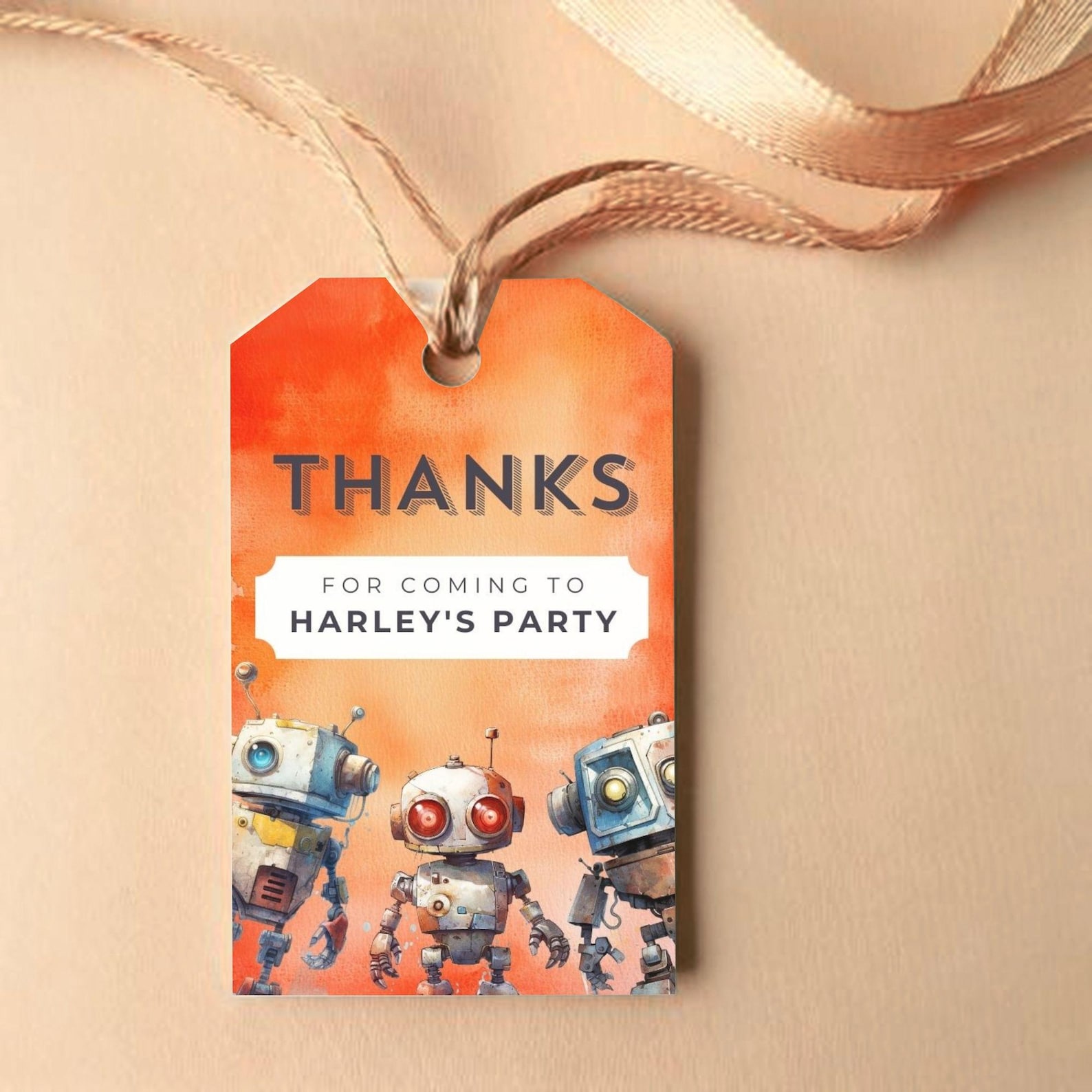Robots Birthday Thank You Tags: Sci-fi Party Printable (canva Template ...