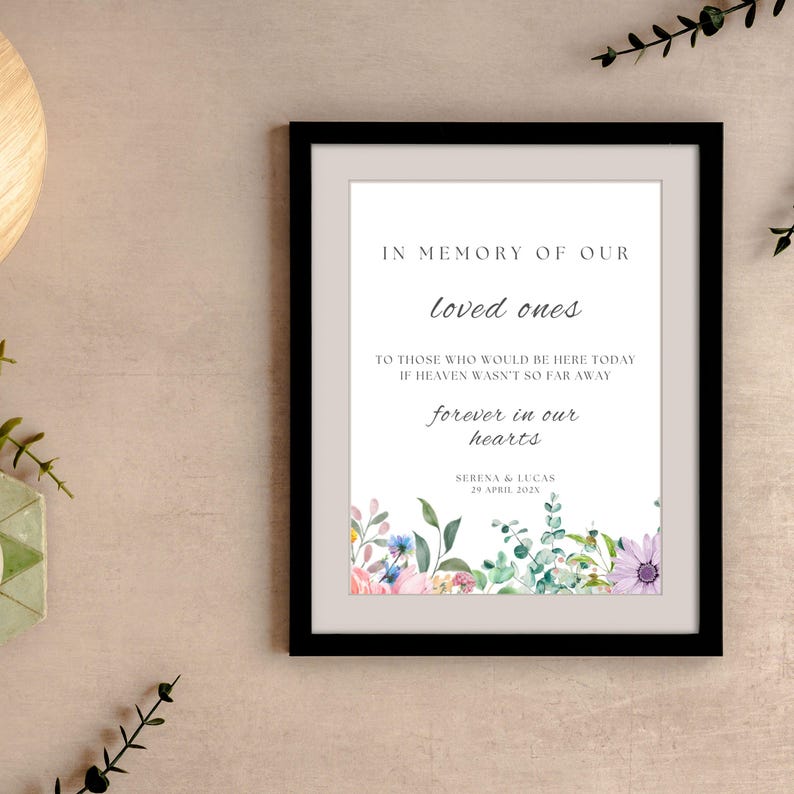 Floral in Loving Memory Sign: Cottage Garden Wedding (canva Template ...