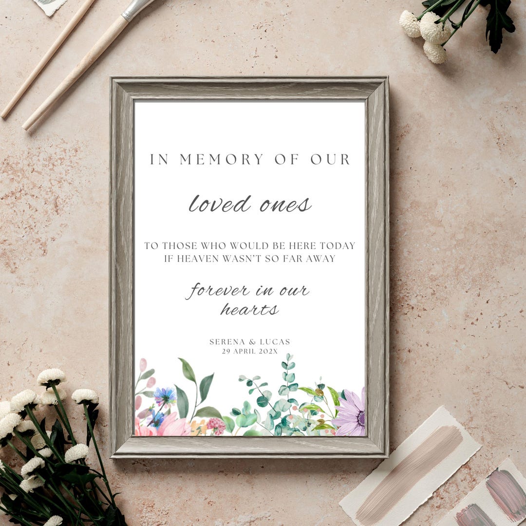 Floral in Loving Memory Sign: Cottage Garden Wedding (canva Template ...