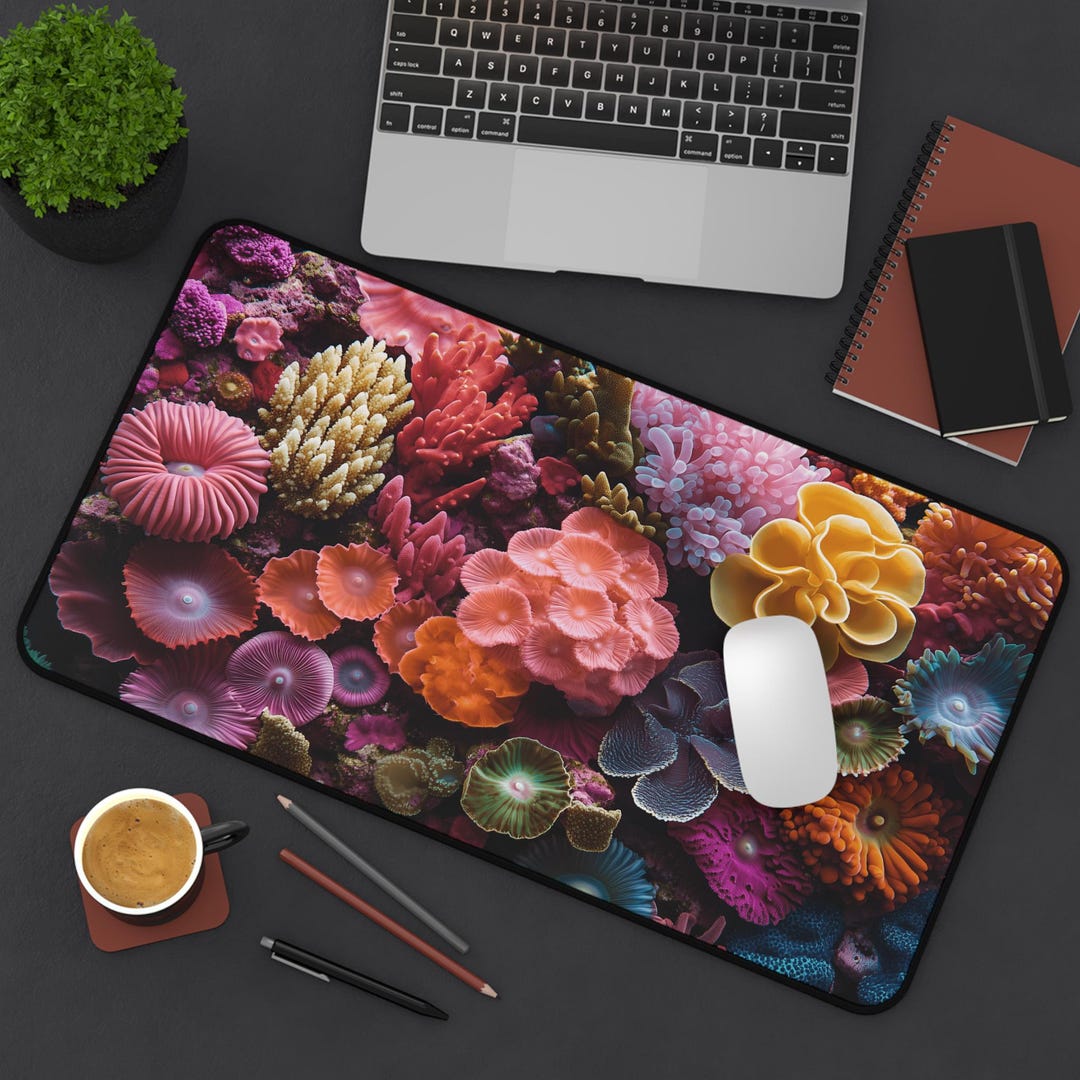 Pink Coral Reef Desk Mat, Ocean Lover Mouse Pad, Gift for Marine ...