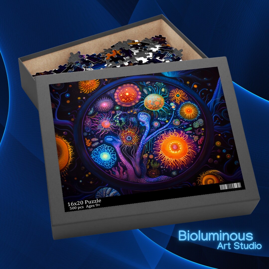 Luminous Cell Art Puzzle. Microscopic Biology Art Jigsaw. Challenging ...
